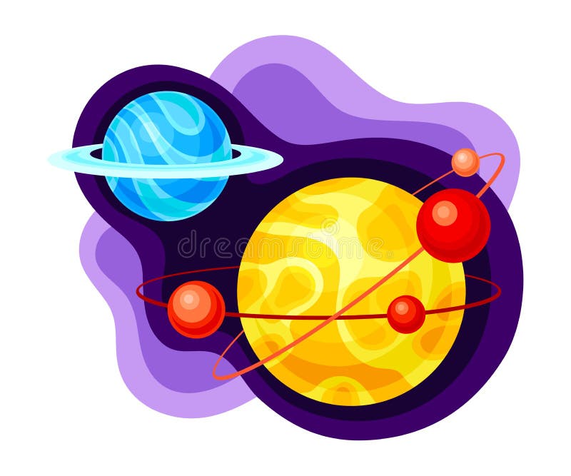Fluid Purple Shape with Solar System Planet and Asteroid Vector ...