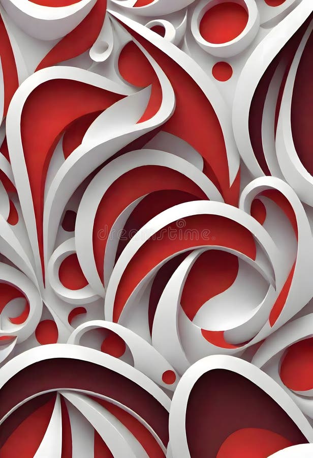 Fluid Red Patterns Adorn White Background Showcasing Contemporary ...