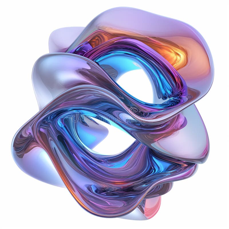 Fluid Round 3D Shape of Liquid Splash of Holographic Glass in Motion ...