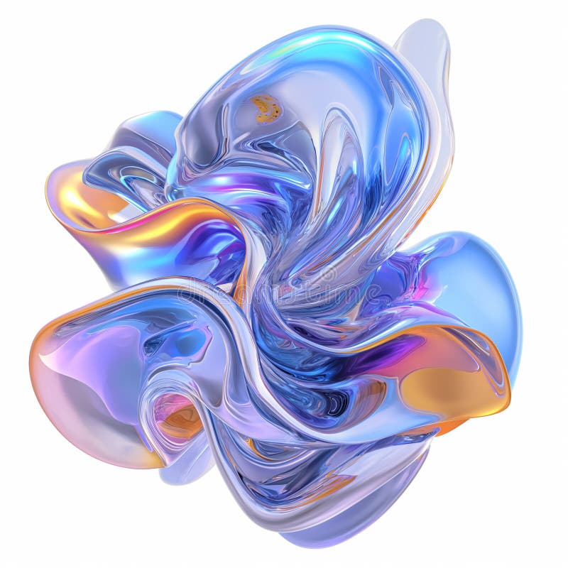 Fluid Round 3D Shape of Liquid Splash of Holographic Glass in Motion ...