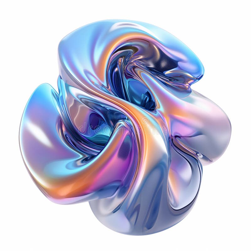 Fluid Round 3D Shape of Liquid Splash of Holographic Glass in Motion ...