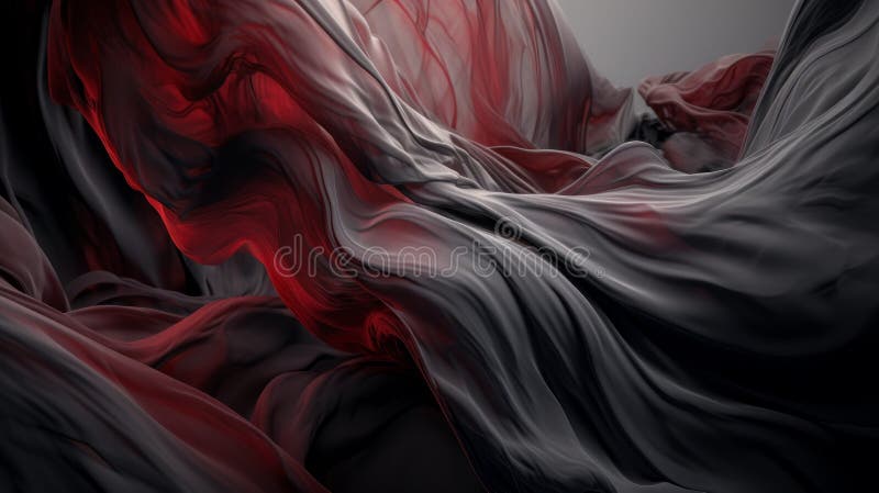 Fluid Silk Grey and Red Textile Design Image Stock Illustration ...