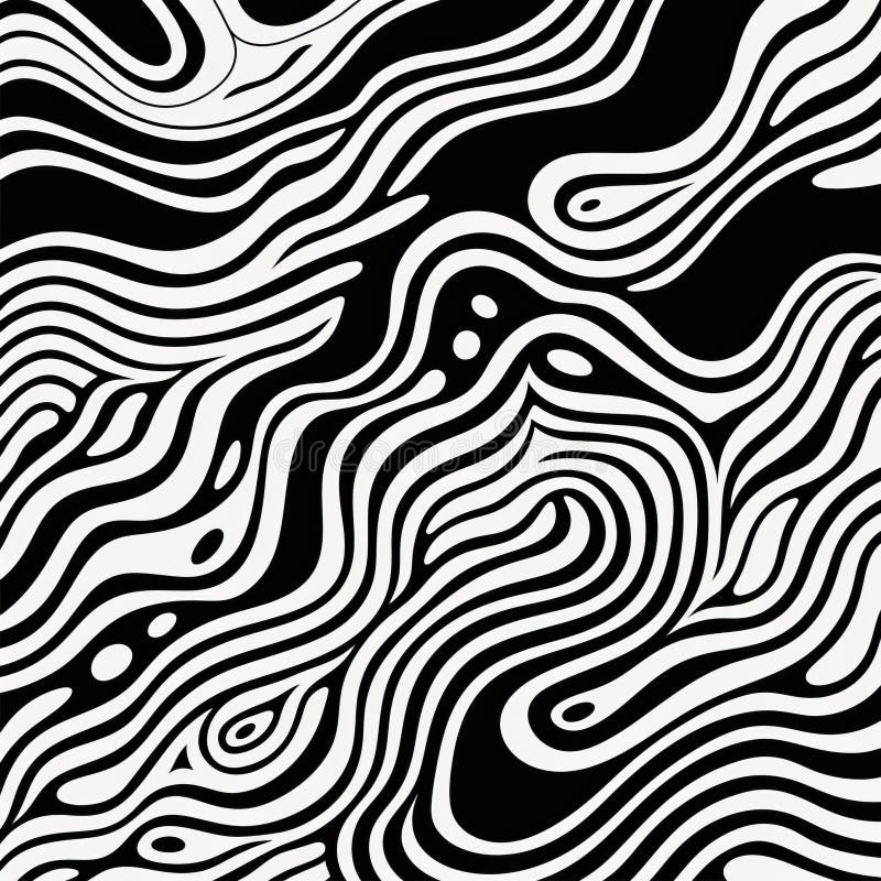 Fluid Simplicity: a Psychedelic-inspired Black and White Wavy Design ...