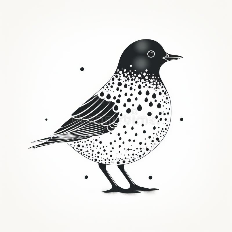 Fluid Simplicity: a Stunning Black and White Dotted Bird in a Stylistic ...