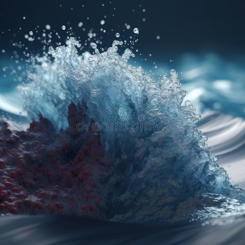 Fluid Simulation in an Image of Waves in Blue Water Stock Image - Image ...