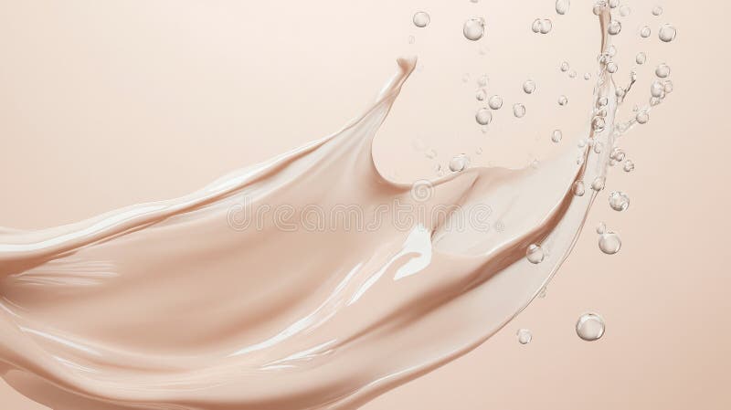 Fluid Splash with Bubbles on Beige Background, Abstract Art. Minimalist ...