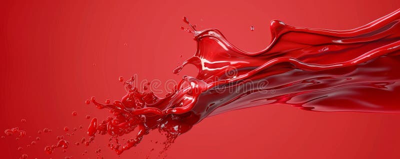Fluid Splash of Red Liquid on Solid Red Background, Abstract Art ...