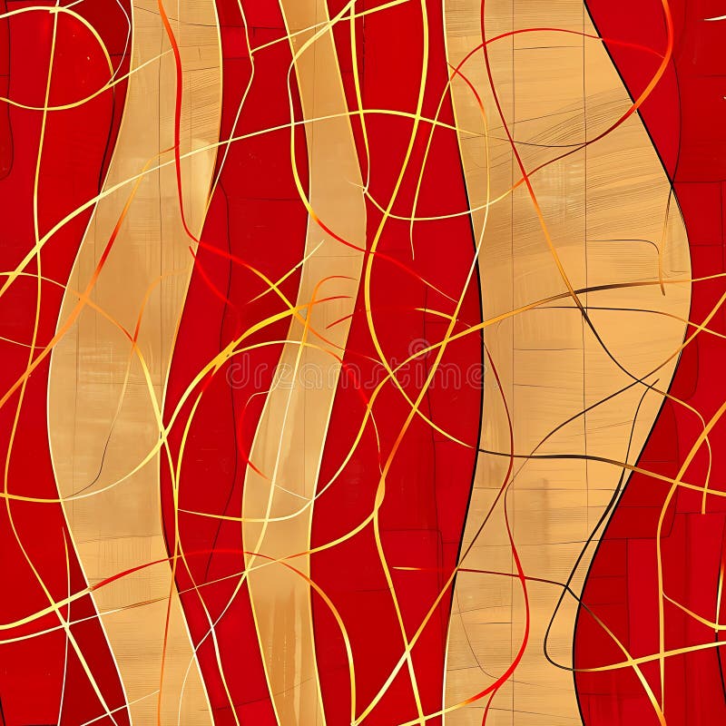 Fluid Style Red and Gold Seamless Tile Stock Illustration ...