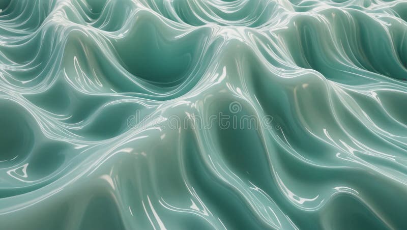 Fluid Translucent Waves in Mint Green and Aqua Abstract Organic Texture ...