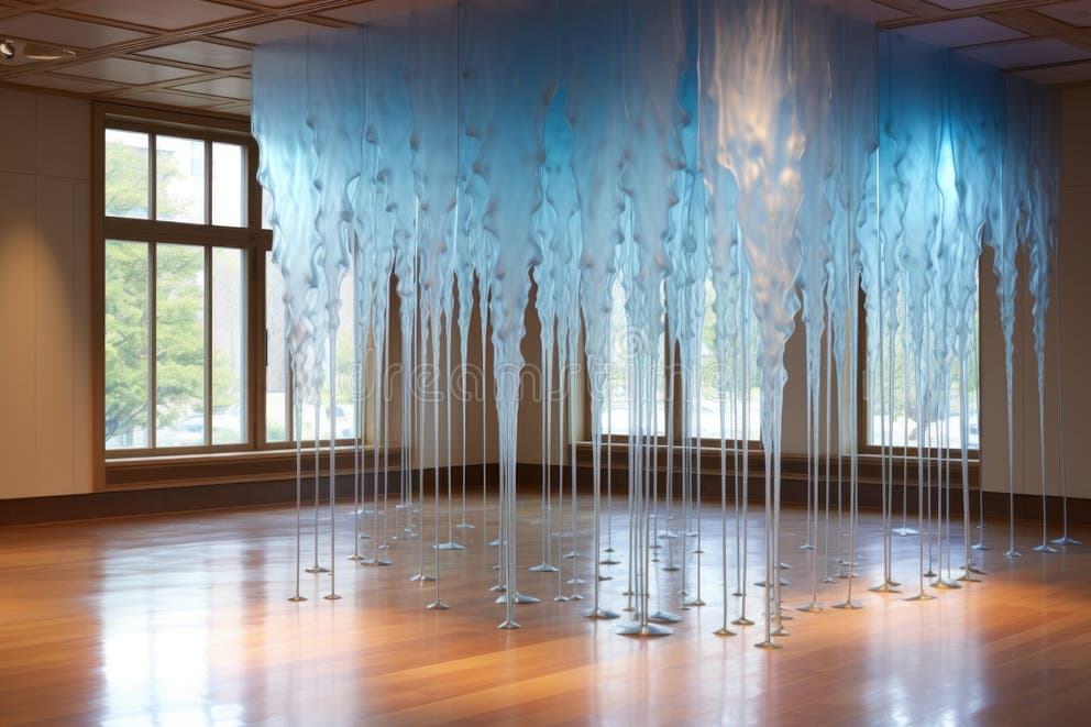 Fluid Water-based Installation with Droplet Effects Stock Illustration ...