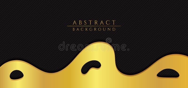 Fluid Wave Flow Shape Luxury Gold Design with Pattern Black Background ...