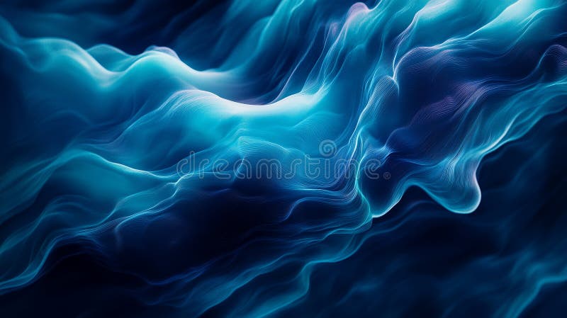 Abstract Blue Waves Flow Smoothly, Creating a Captivating Visual ...