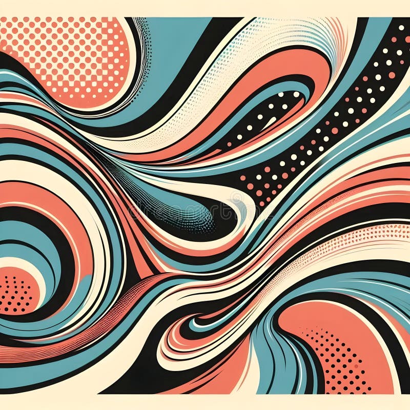 Fluid Waves: a Retro-Modern Abstract Flow Stock Illustration ...