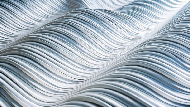 Fluid White Curves 3D Render, Abstract Wave Pattern Stock Illustration ...
