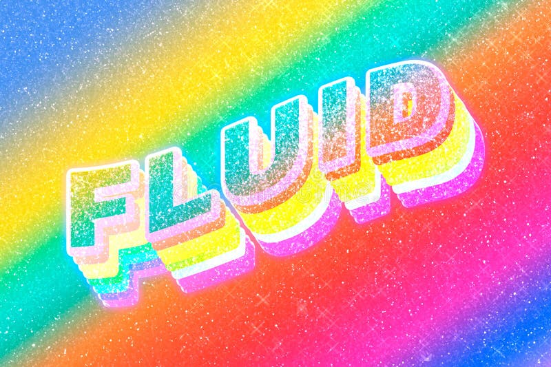 Fluid Word 3d Vintage Typography Rainbow Gradient Texture Stock ...