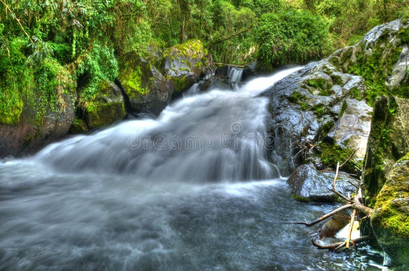 Flujo Fluvial En La Altura Del Monte Muria Provincia De Java Central ...