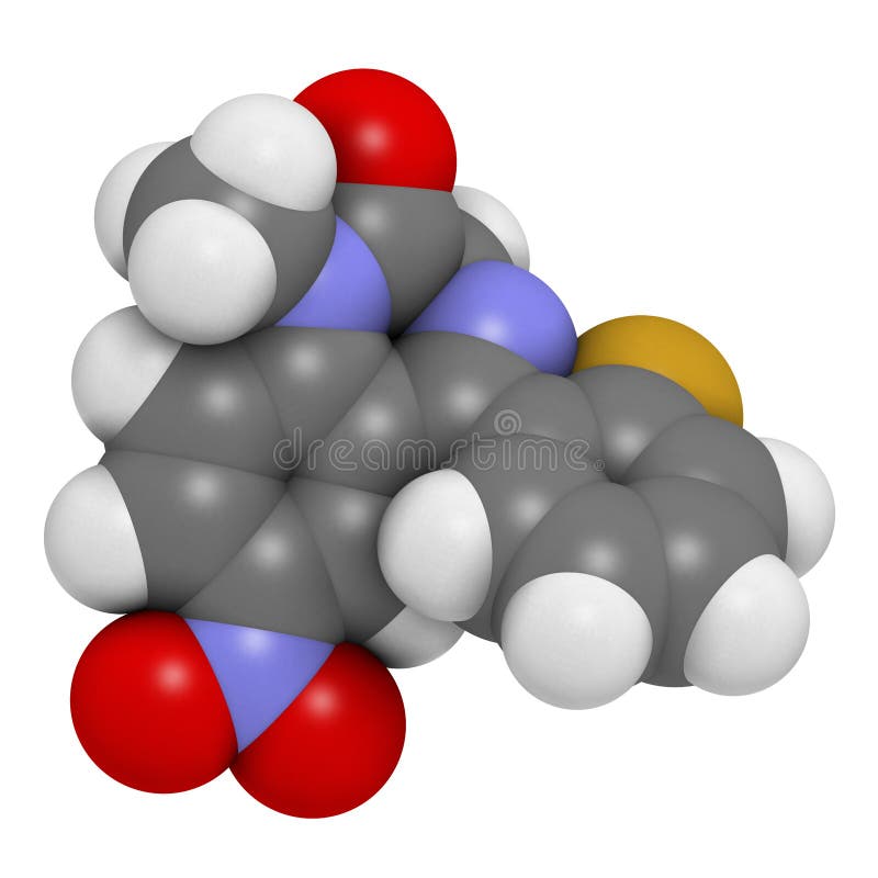 Flunitrazepam Hypnotic Drug Molecule. Atoms are Represented As Spheres ...