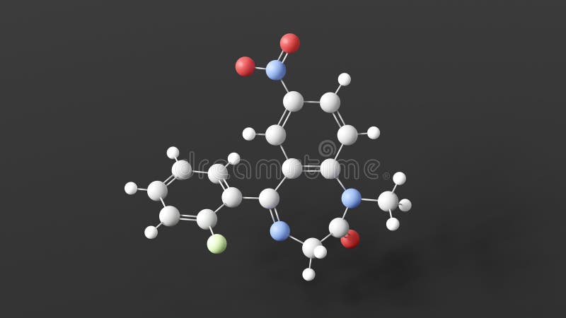 Flunitrazepam Molecular Structure, Benzodiazepine, Ball and Stick 3d ...