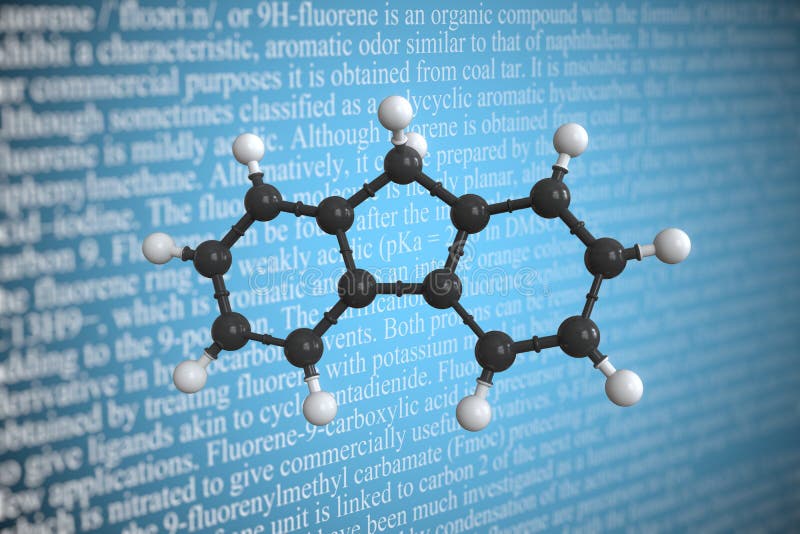 Fluorene Scientific Molecular Model, 3D Rendering Stock Illustration ...