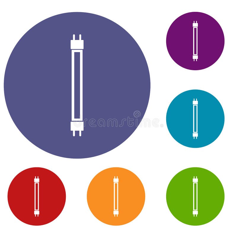 Fluorescence Lamp Icons Set Stock Vector - Illustration of economical ...