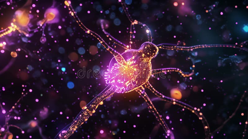 Fluorescencelabeled Neuron and Synaptic Cleft Demonstrating the ...