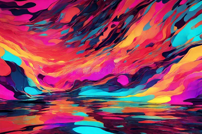 Fluorescent Abstract Color Perception of Modern Style Stock ...