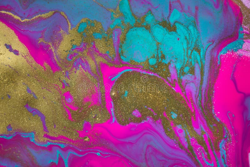 Fluorescent Abstract Pattern with Golden Powder Scattering. Stock Photo ...