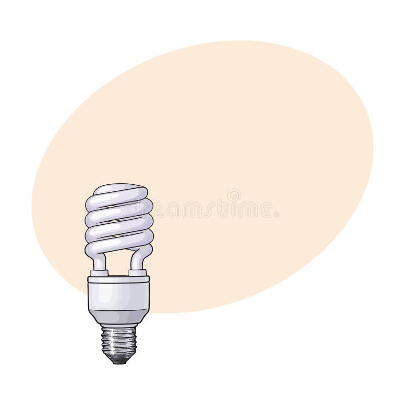 Fluorescent, Energy Saving, Spiral Light Bulb on White Background Stock ...