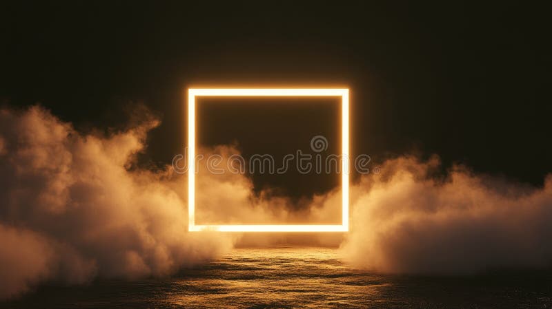 Fluorescent Frame in a Dark Environment with Orange and Yellow Neon ...