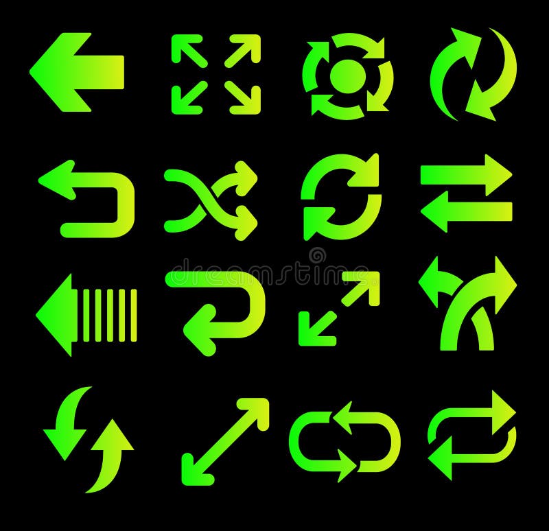 Fluorescent Green Expand Arrow Isolated on White, Arrows Pointing Out ...