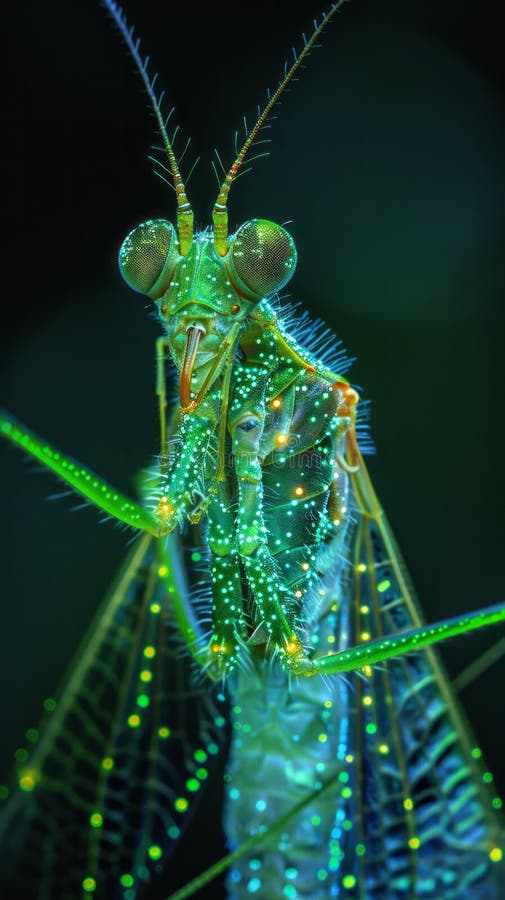 Fluorescent Insects Isolated on Black. Stock Image - Image of eyes ...