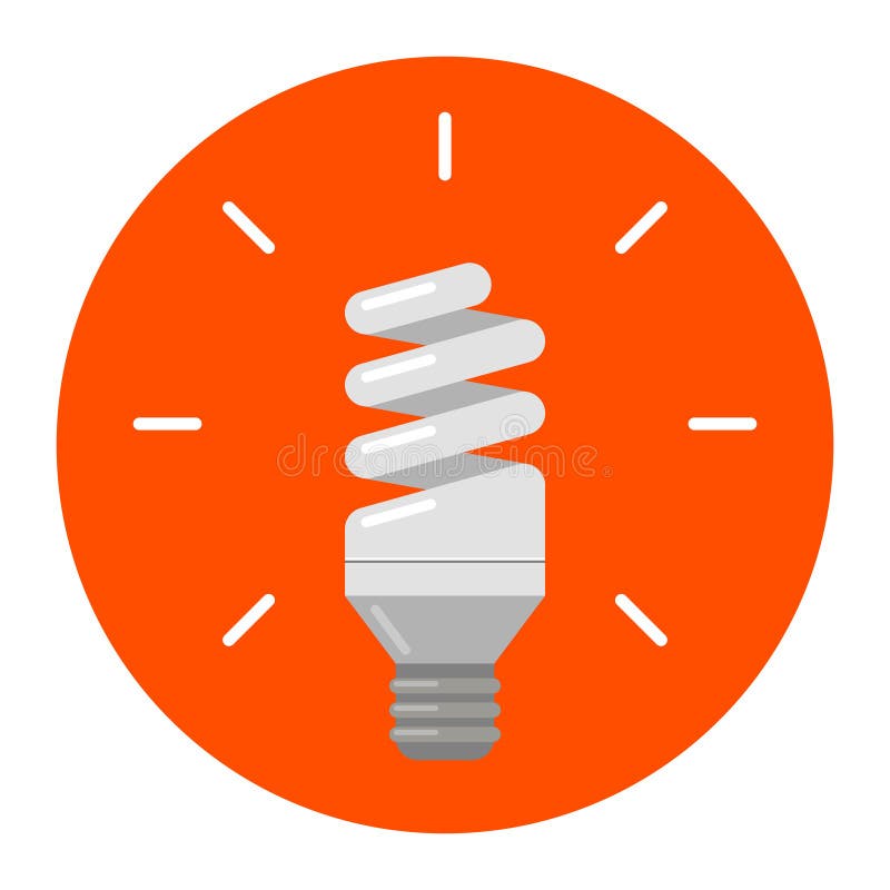 Fluorescent Lamp Icon in a Circle. Light Bulb Glow Stock Vector ...