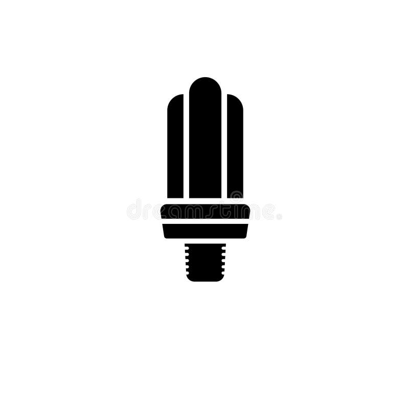 Fluorescent Light Bulb Solid Flat Vector Icon Isolated on White ...
