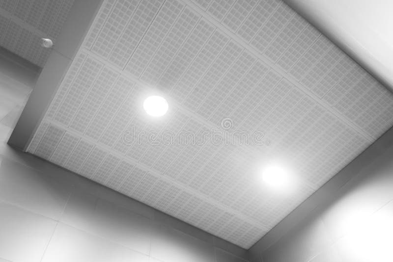 Fluorescent Light on the Modern Ceiling Stock Image - Image of office ...