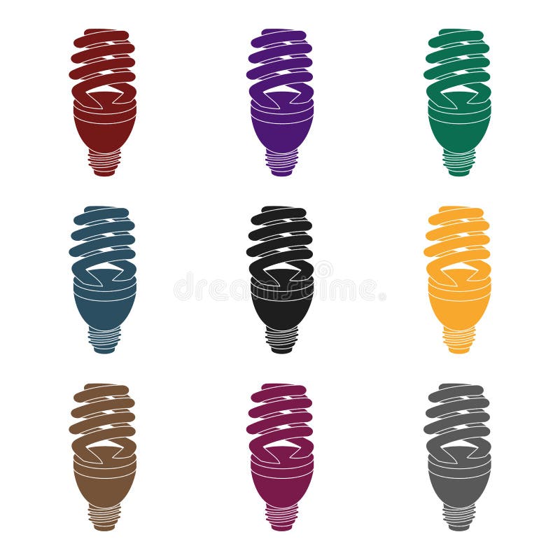 Fluorescent Lightbulb Icon in Black Style Isolated on White Background ...