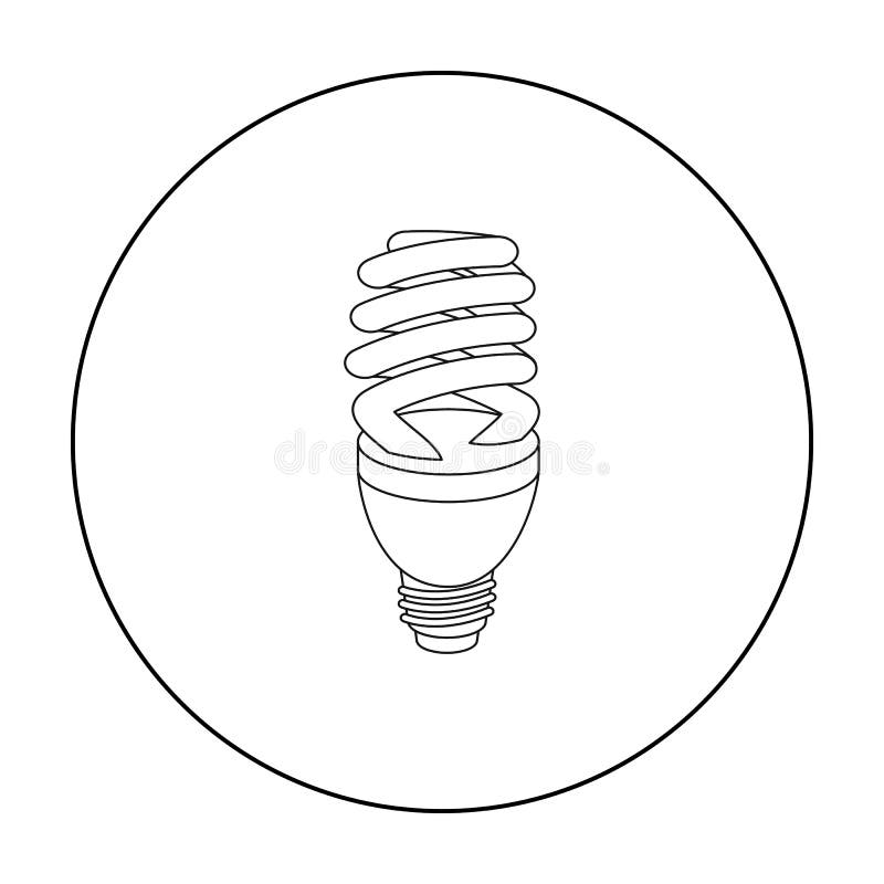 Fluorescent Lightbulb Icon in Outline Style Isolated on White ...