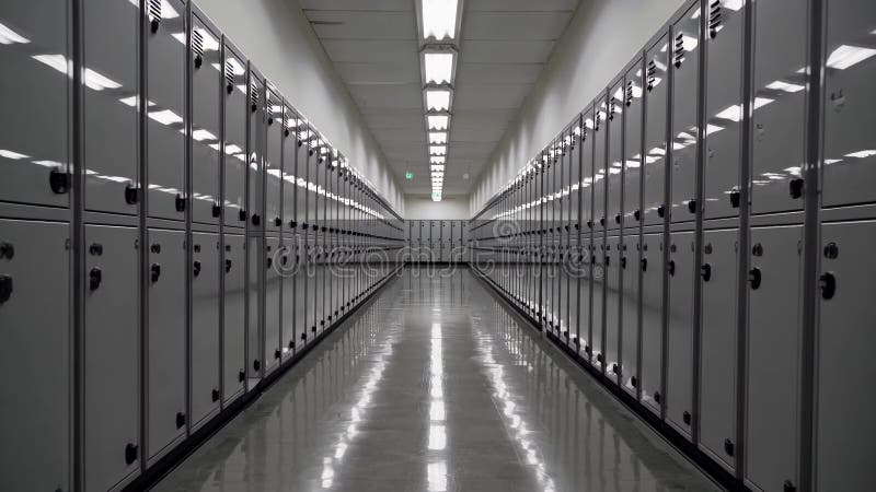 Fluorescent Lights Illuminating Polished Floor Surface, Revealing Long ...