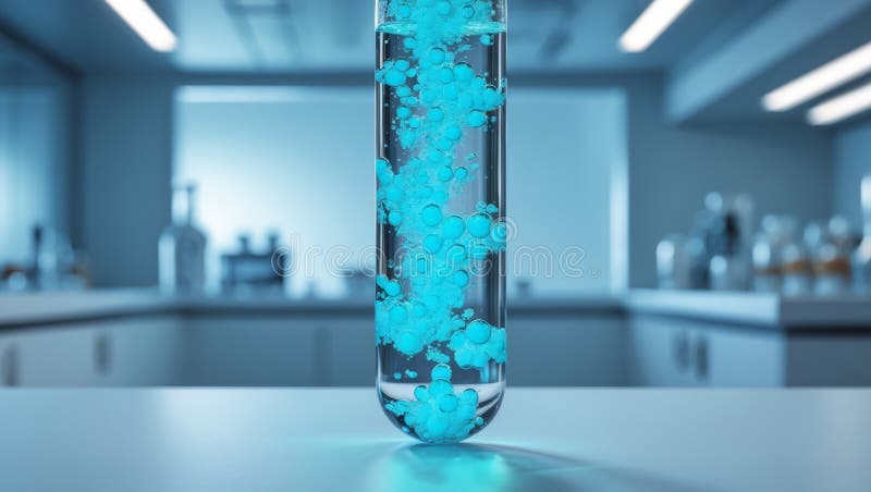 Fluorescent Liquid Bubbling Out of a Test Tube in a Futuristic Lab ...