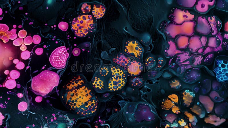 A Fluorescent Microscopy Animation of Cells in Different Colors ...