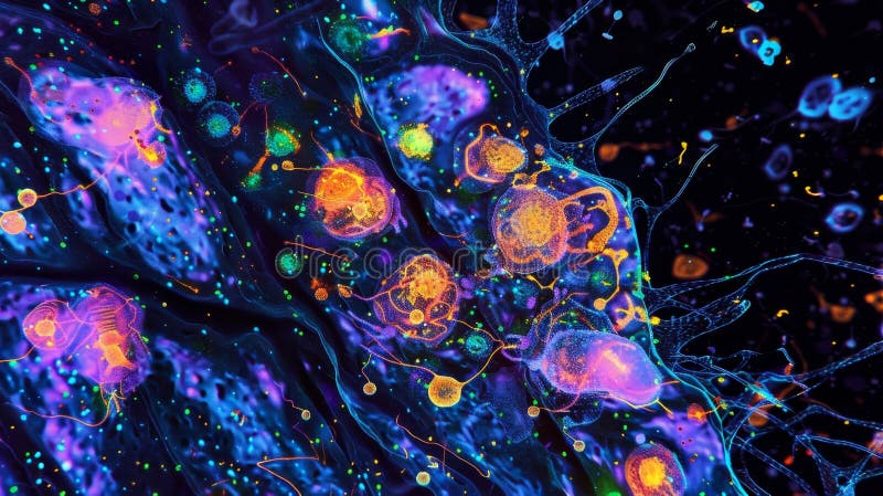 Fluorescent Microscopy Image Capturing the Distribution of Dopamine ...