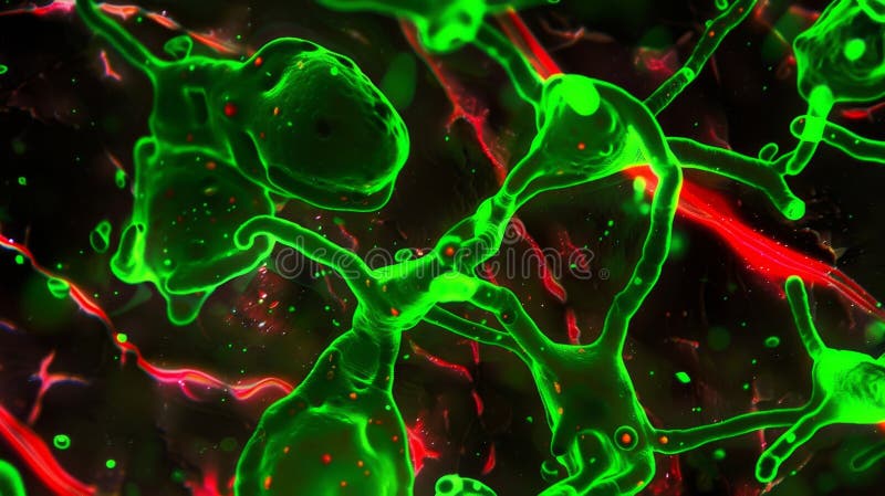 A Fluorescent Microscopy Image Depicting Bright Green Lysosomal ...