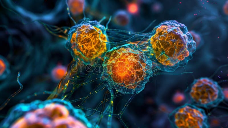 Fluorescent Microscopy Image of Natural Killer Cells Forming a ...