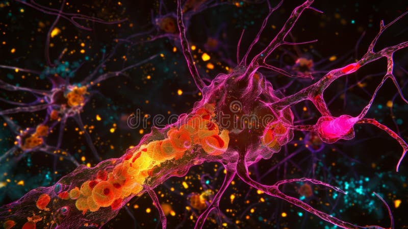 Fluorescent Microscopy Image Showing Microglia Cells Surrounding a ...