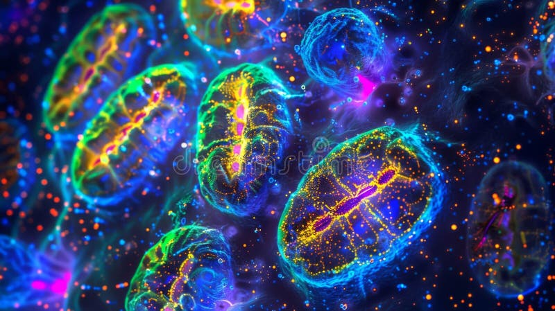 A Fluorescent Microscopy Image of Cells with the DNA Stained in Bright ...