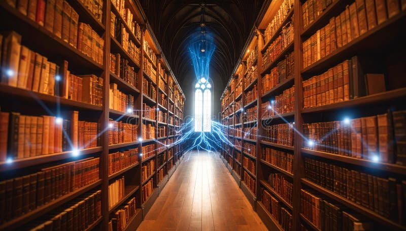 Fluorescent Neural Network in Ancient Library. Artificial Intelligence ...