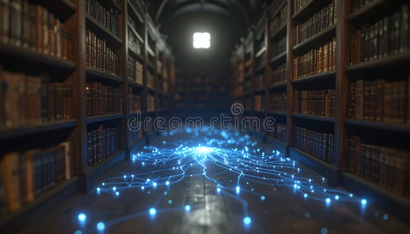 Fluorescent Neural Network in Ancient Library. Artificial Intelligence ...