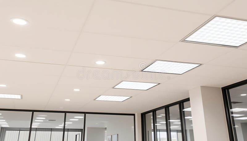 Fluorescent Office Ceiling Lights, Showcasing Interior Lighting and ...
