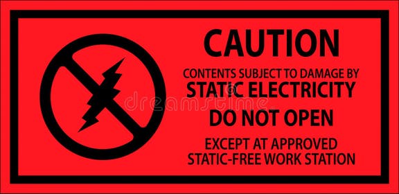 Fluorescent Red Anti-Static Labels Caution Do Not Open Stock Vector ...