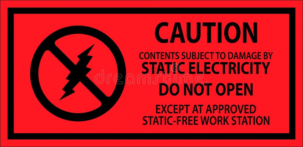 Fluorescent Red Anti-Static Labels Caution Do Not Open Stock Vector ...