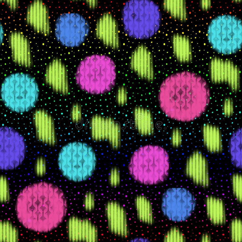 Fluorescent Seamless Pattern with Abstract Shapes Stock Illustration ...
